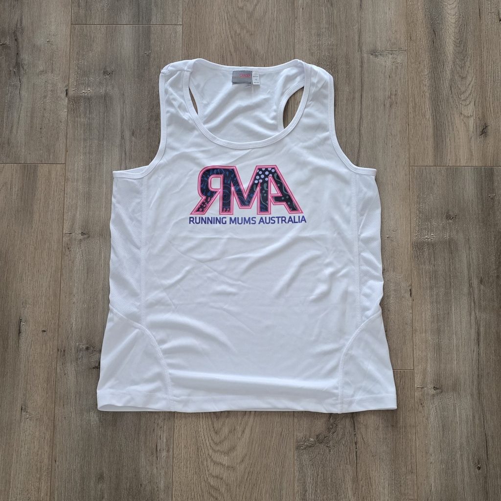 2023 RMA White Indigenous Singlet - RUNNING MUMS AUSTRALIA